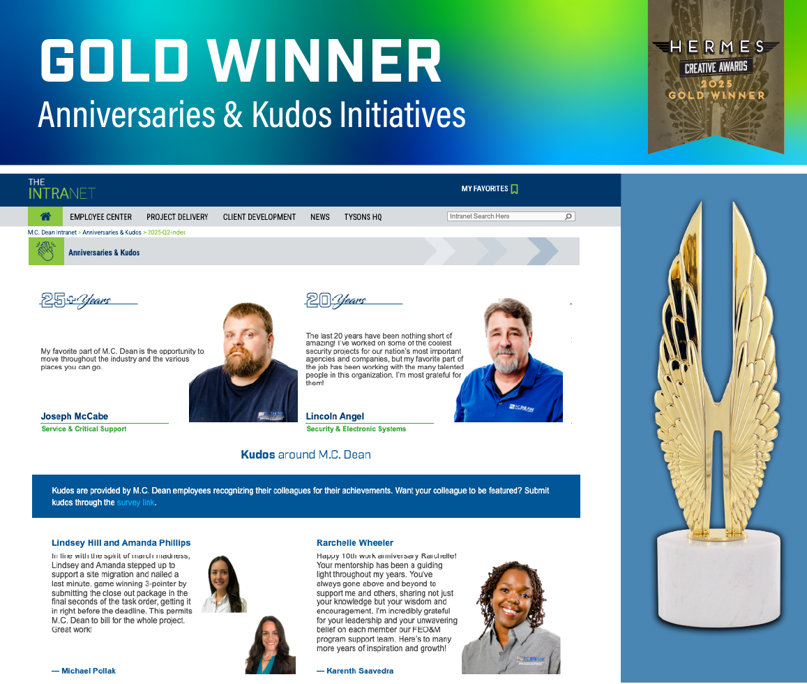 M.C. Dean achieves Platinum and Gold at Hermes Creative Awards | M.C. Dean